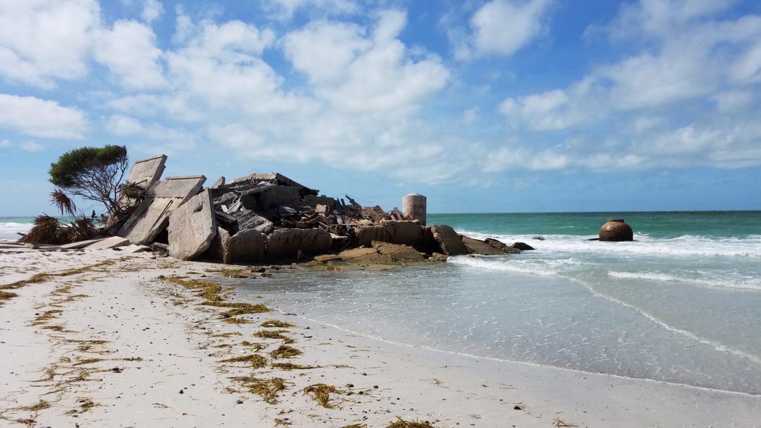 The debris of the war scattered around the island.