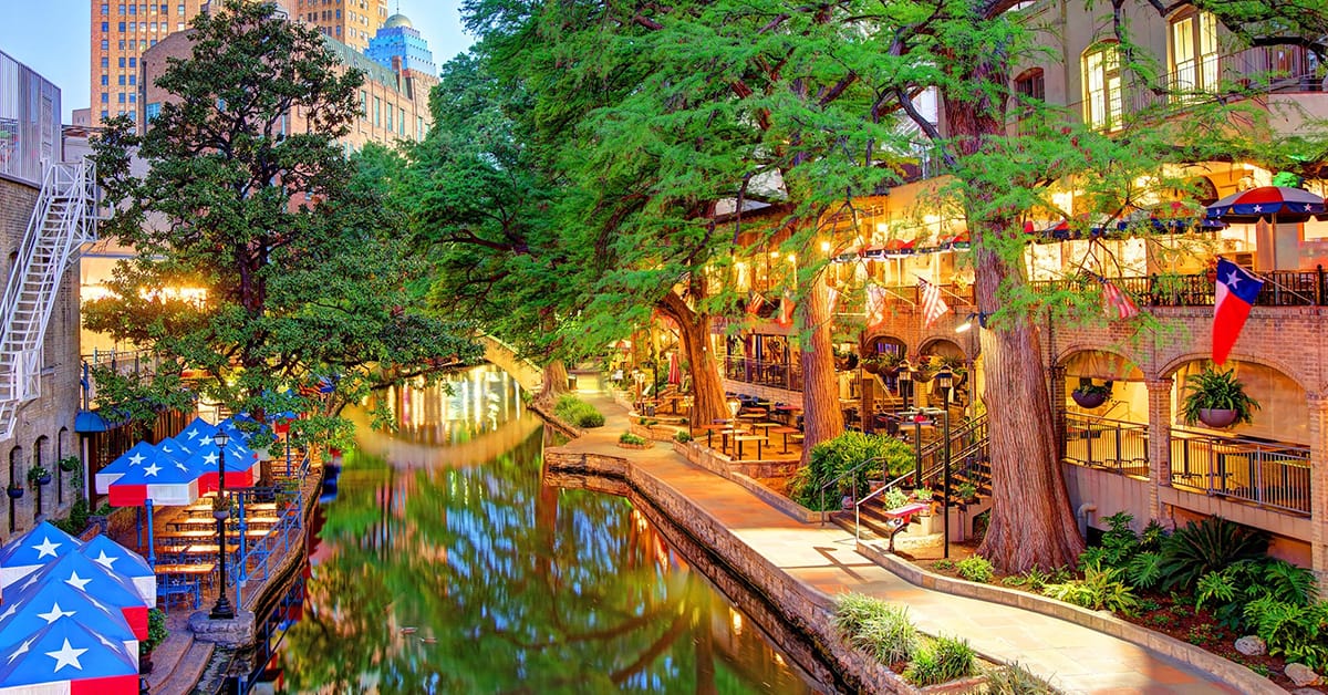 The iconic San Antonio River Walk.