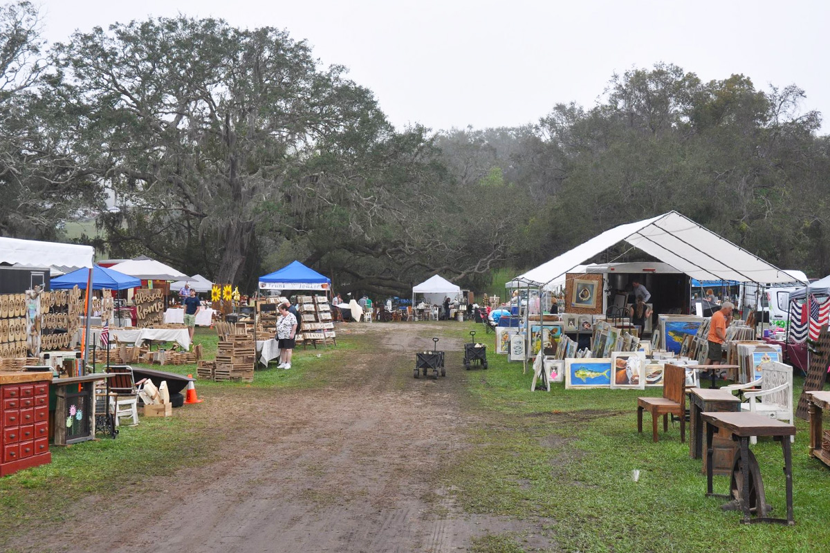 The outdoor display of antiques.
