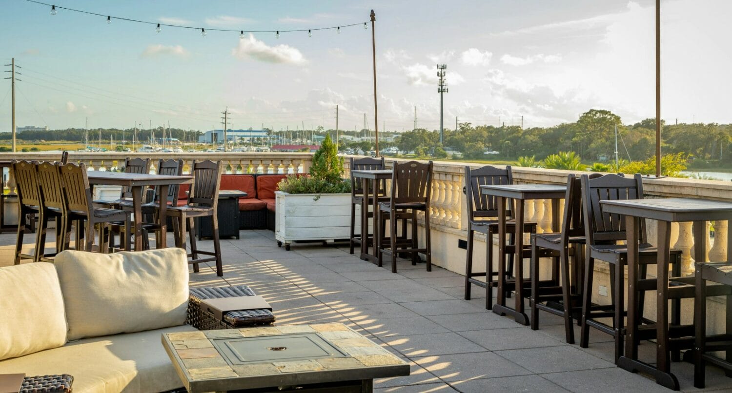 the stylish rooftop of the winery