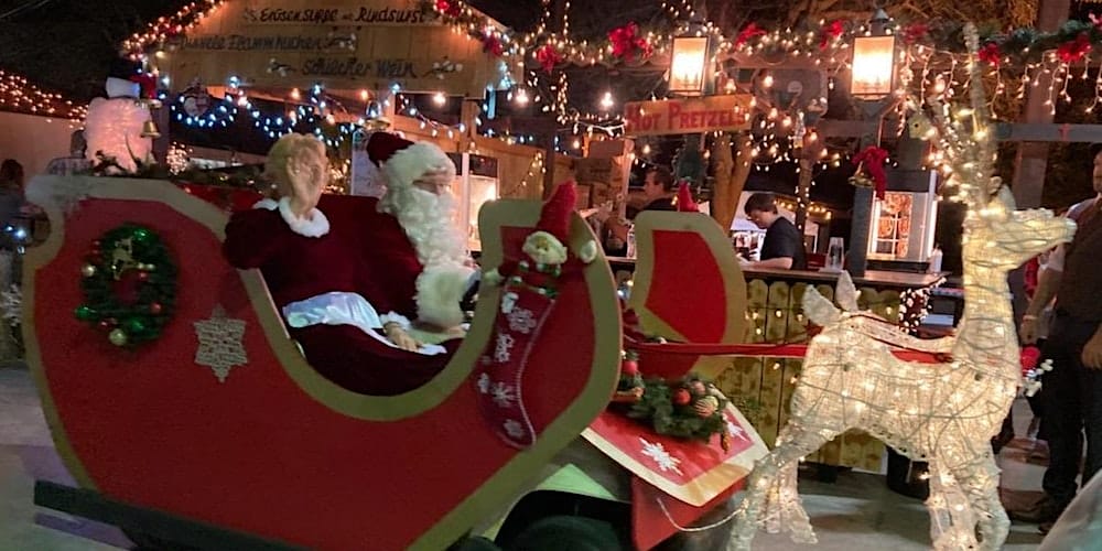 An entertainer in a Santa Claus costume during the event