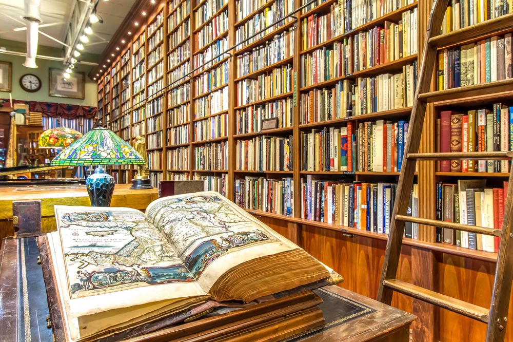 The beautiful inside of the The Old Florida Book Shop in Fort Lauderdale