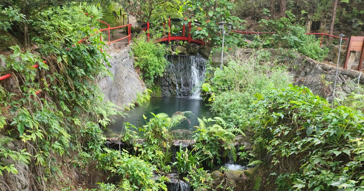 The cascading waterfalls.