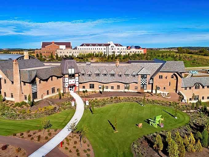 The Epic Systems campus sprawls like a European village that somehow teleported to Wisconsin, complete with castles, colorful buildings, and enough architectural ambition to make Disney jealous.