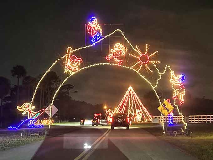 That entrance arch isn't just welcoming you to a light show, it's opening a portal to a world where electricity and imagination join forces to create pure holiday joy.
