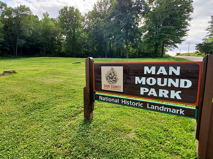 Welcome to Man Mound Park, where history isn't just beneath your feet&mdash;it IS the feet, torso, and head of this ancient earthen giant.