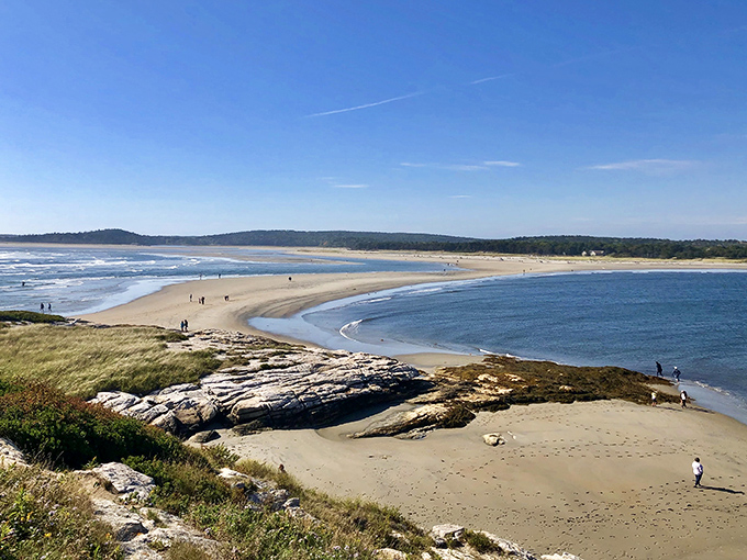 Sweeping sandy shores meet the vast Atlantic at Popham Beach, where nature's grandeur unfolds with every changing tide.