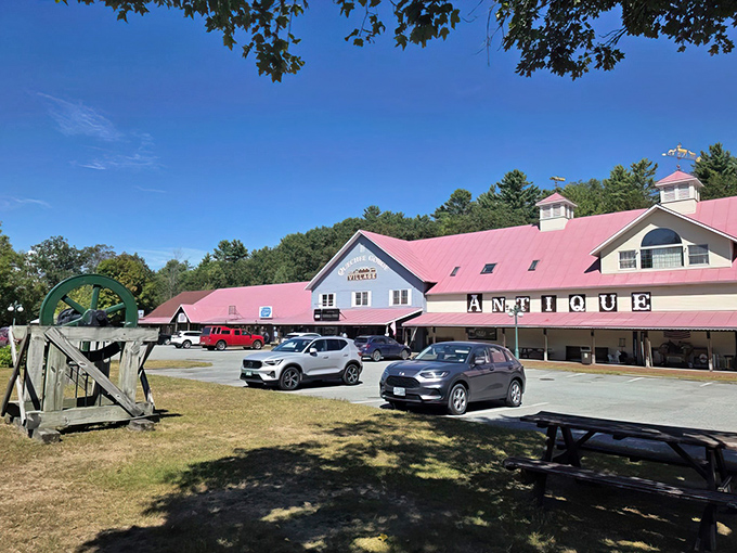 Quechee Gorge Village: Where Vermont charm comes with a side of nostalgia and a red roof that could make a barn jealous.