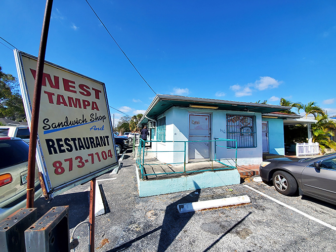 The unassuming aqua facade of West Tampa Sandwich Shop hides culinary treasures that locals have cherished for decades.