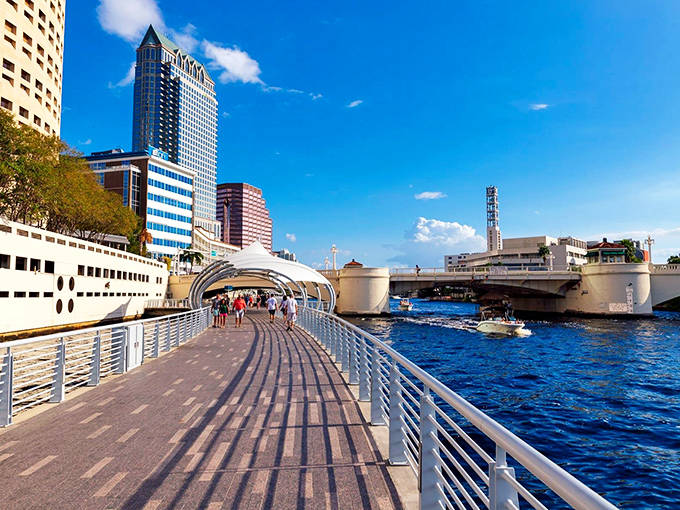 Swooping white arches like modern-day Roman aqueducts guide visitors over Tampa's shimmering waters. The architect clearly understood Florida's need for both beauty and shade!