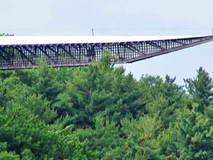 The iconic bridge stretches across the Wisconsin landscape like a daring architectural high-wire act, challenging gravity with every inch.