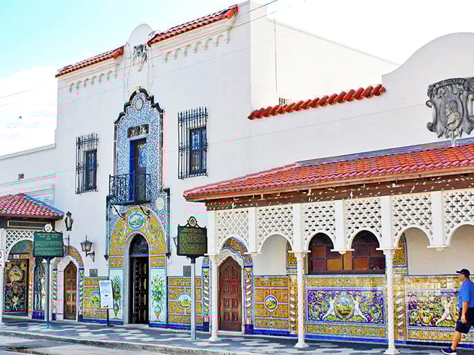 The dazzling Spanish colonial fa&ccedil;ade of Columbia Restaurant stands as a cultural landmark in Tampa's historic Ybor City neighborhood.