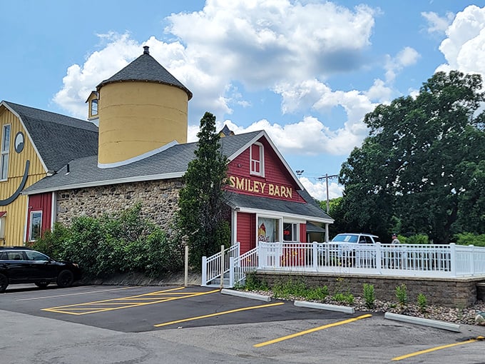 The Smiley Barn: That iconic yellow grin welcomes visitors to Delafield's most joyful landmark, promising adventures that transcend age.