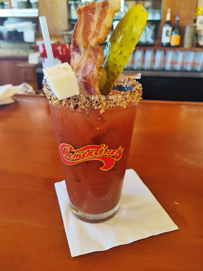 Not just a drink but an architectural achievement, crowned with cheese, pickle, and bacon &ndash; breakfast, appetizer, and cocktail in one glorious glass.