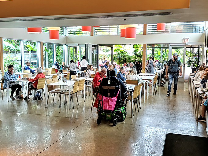 Diners enjoy the perfect blend of indoor comfort and outdoor beauty – a rare restaurant where the setting enhances every bite.