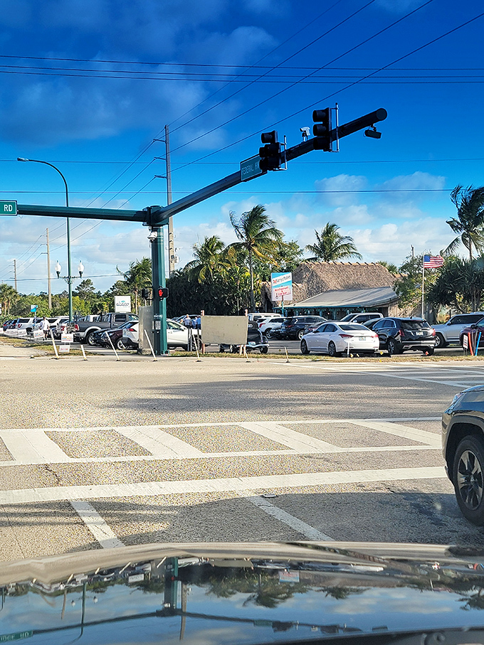 A glimpse of downtown from the intersection &ndash; where traffic lights are merely suggestions and nobody's really in a hurry anyway.