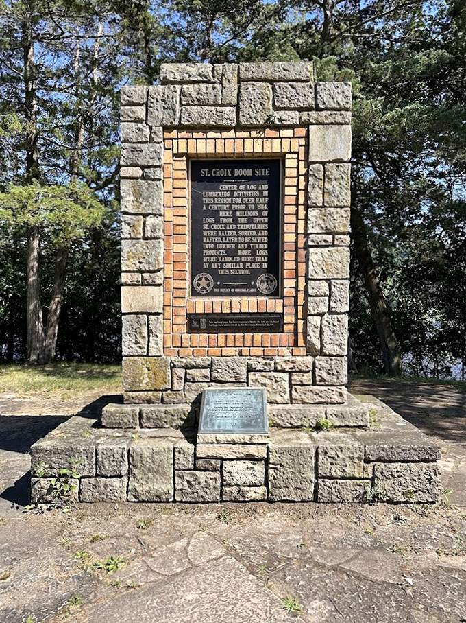 History carved in stone &ndash; this marker reminds visitors they're walking through the pages of Minnesota's industrial past.