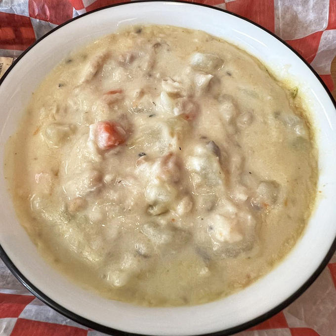 Comfort in a bowl &ndash; creamy, smoky, and loaded with chunks of local whitefish that warm you from the inside out.