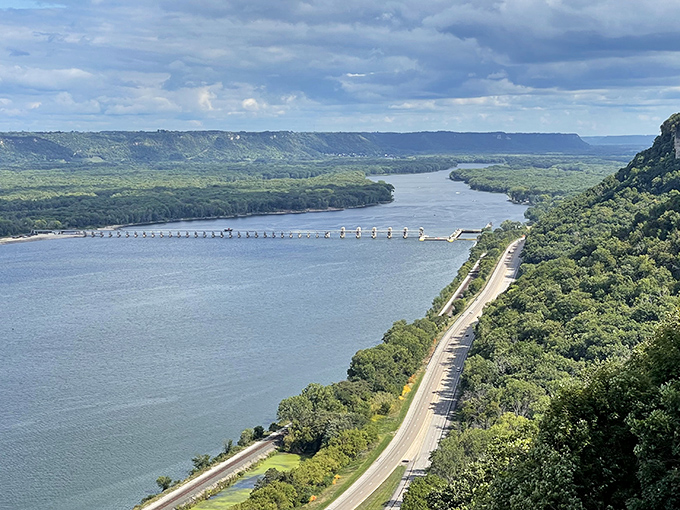 John A. Latsch State Park showcases towering bluffs that seem to stand guard over the Mississippi, their ancient faces weathered by countless seasons.