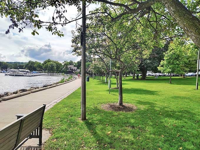 Lake Geneva's shore path offers glimpses of historic estates and natural beauty, a lakeside stroll through Wisconsin's gilded past.