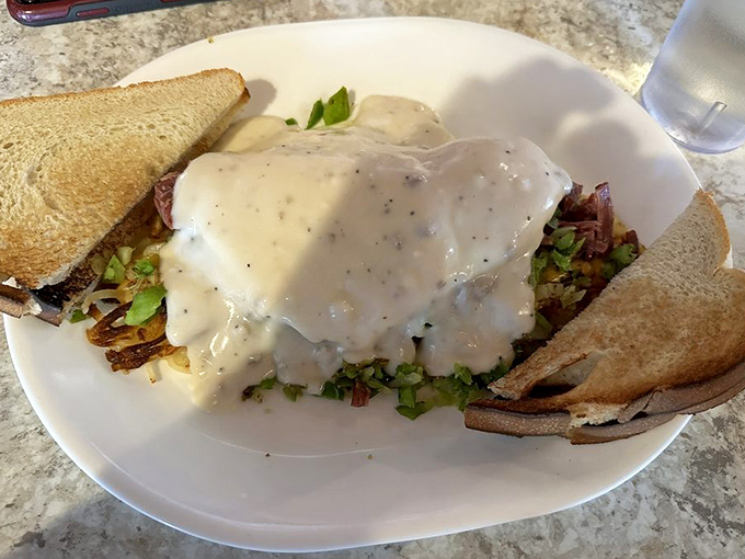 Loaded corned beef hash topped with eggs &ndash; a breakfast so satisfying it might require a nap afterward.
