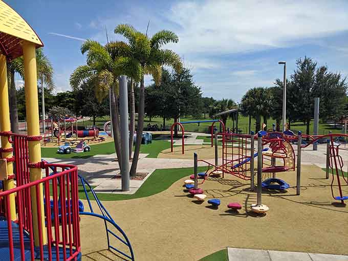 Payne Park's modern playground equipment makes you wish they had this stuff when you were a kid instead of rusty metal death traps.