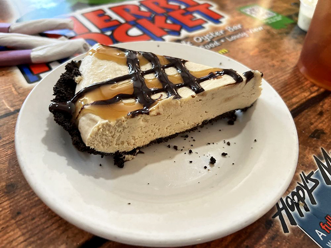 This peanut butter pie with chocolate drizzle isn't just dessert &ndash; it's therapy on a plate, the kind that makes you close your eyes and sigh with happiness.
