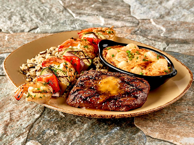 Surf and turf, prehistoric style &ndash; perfectly grilled protein with sides that complement rather than compete with the star attractions.