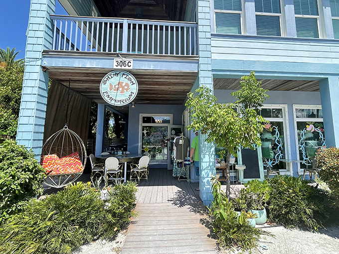 The Shiny Fish Emporium welcomes visitors with coastal charm and creative treasures you didn't know you needed.