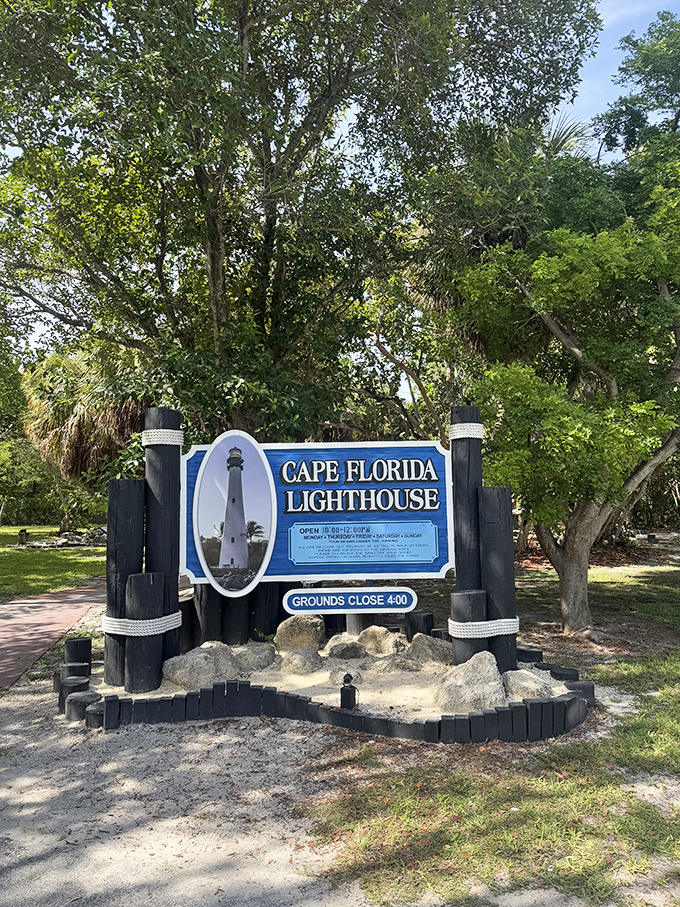 The welcoming sign reminds visitors they're entering a place where history and natural beauty converge in perfect Florida harmony.