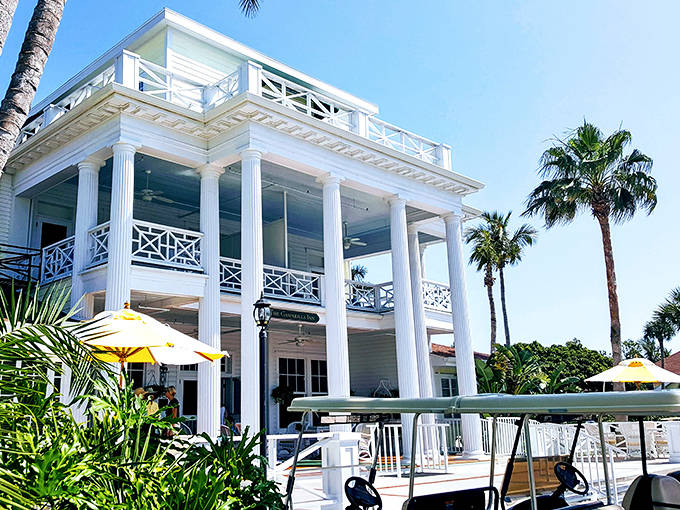 The Gasparilla Inn's stately white columns and wraparound porches whisper of afternoon teas and evening cocktails from a more genteel era.