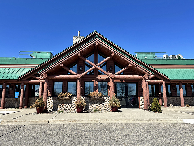 Timber Lodge Steakhouse welcomes hungry visitors with its impressive log cabin exterior &ndash; inside awaits carnivorous paradise for serious meat lovers.