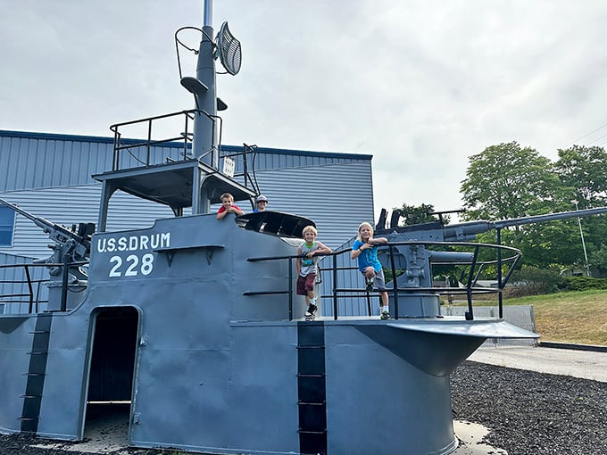 Young explorers discover the thrill of commanding their own vessel on the USS Drum exhibit &ndash; future admirals in training!