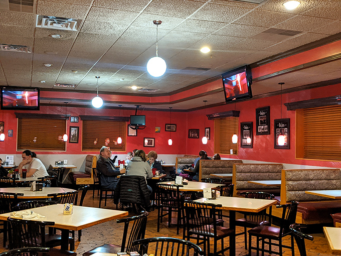Diners: The red-walled dining section offers a cozier, more intimate experience – like being in the recording studio where culinary hits are made daily.