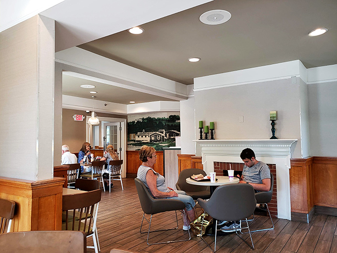 Where history meets efficiency: The restaurant's dining area maintains McDonald's standards while fitting seamlessly into the historical structure. 