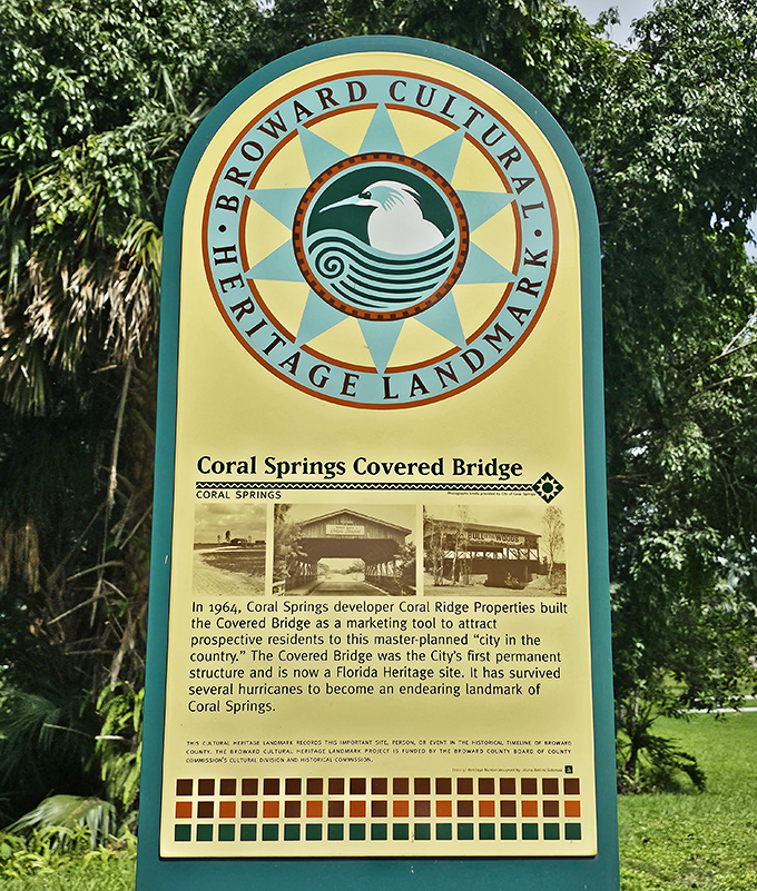 This Broward Cultural Heritage Landmark sign explains how the bridge was originally a marketing tool that became the heart of a community.