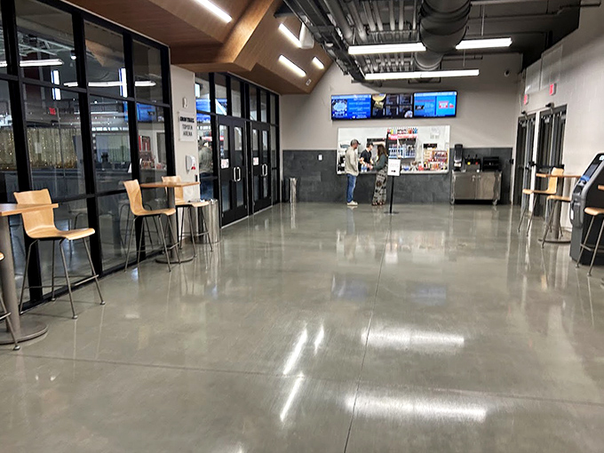 Another angle reveals the center's clever design &ndash; spacious enough for crowds yet intimate enough for conversation.