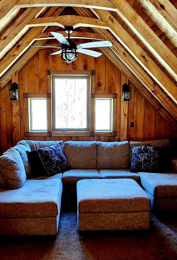 This inviting loft space offers the perfect nook for conversation, contemplation, or simply watching the world go by.