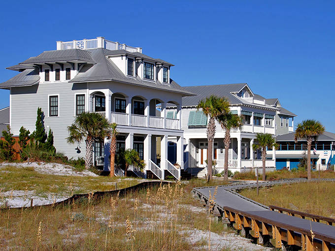 Beach Homes: Architectural eye candy lines the shore, where coastal elegance meets laid-back living just steps from the surf.