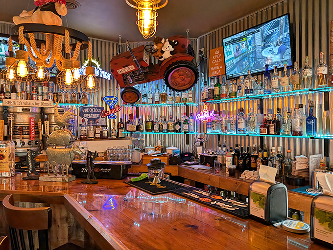 A wonderland of backlit bottles and local brews where the bartenders remember your name and your usual after just one visit.