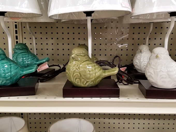 Whimsical home décor that you never knew you needed – these ceramic bird lamps embody the delightful randomness of Renys' treasures.