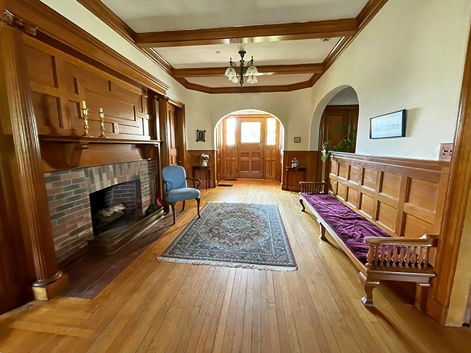 Grand entrance: The impressive staircase leads to upper floors, each step a journey further into the house's history.