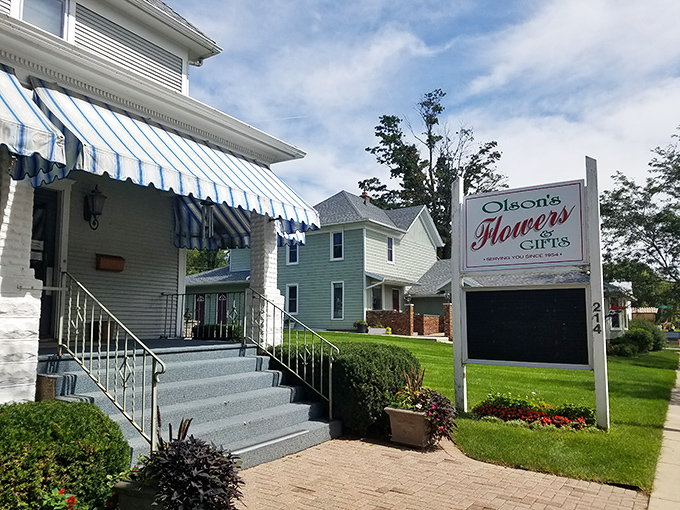 Olson's Flowers brings color and charm to Mount Horeb's streetscape with its classic small-town storefront.