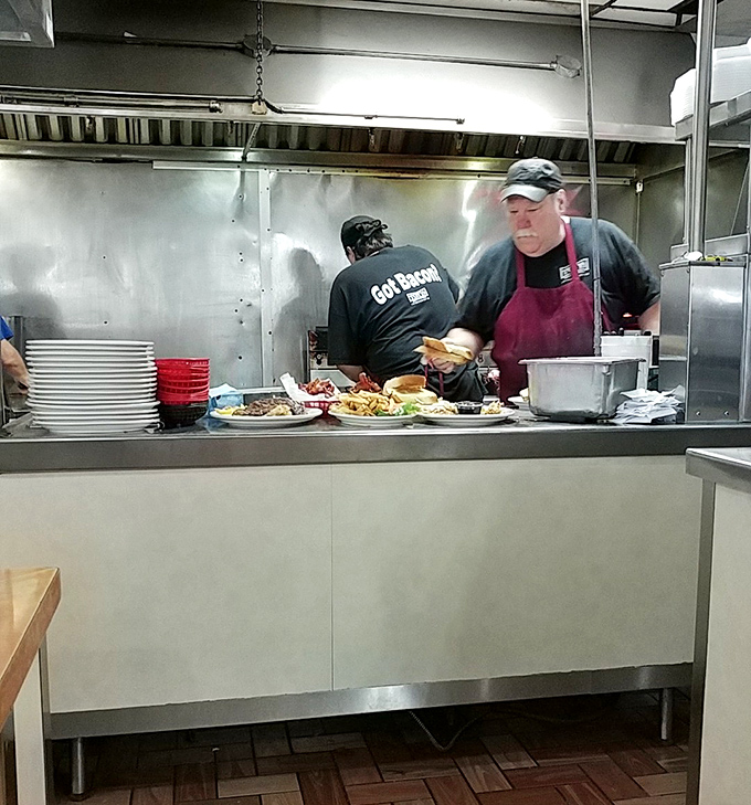 Behind the scenes, Tony's kitchen crew works with the precision of a well-oiled machine, turning out massive meals with impressive consistency.