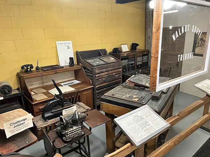 The Walnut Grove Tribune printing equipment reminds us that fake news wasn't a concern when every letter had to be painstakingly set by hand.