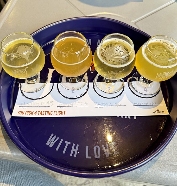 Allagash Brewing Company's tasting flight showcases Portland's craft beer prowess &ndash; four distinct brews waiting to reveal why this city has become a beer lover's pilgrimage site.