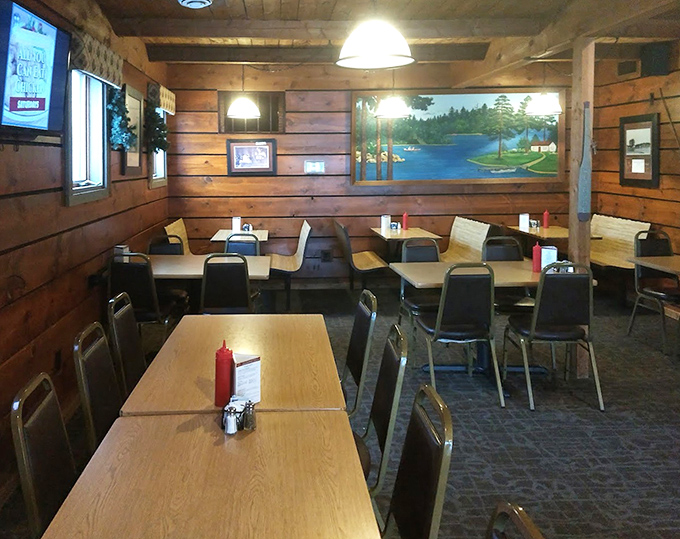 The dining area's wood-paneled walls and simple tables create an atmosphere where time slows down and conversations matter more than cell phone notifications.
