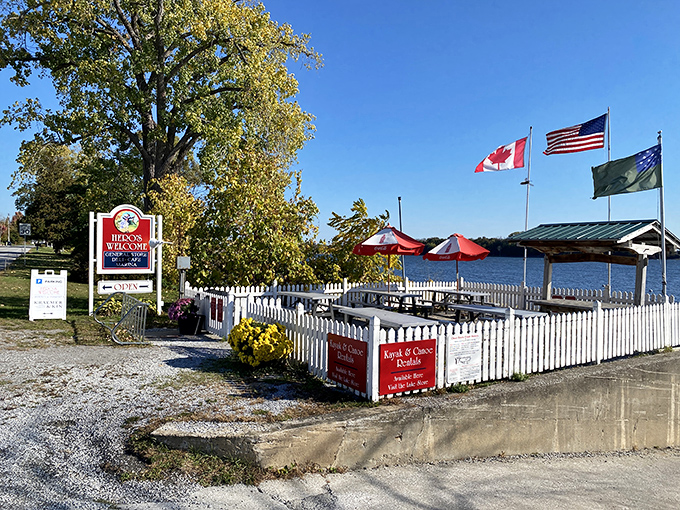 The view from Hero's Welcome picnic area – where sandwiches taste even better with a side of Champlain's sparkling waters.