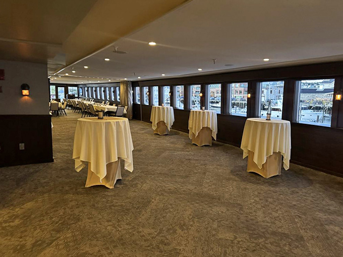 The event space transforms for celebrations &ndash; from wedding receptions to anniversary parties, with harbor views providing the perfect backdrop.
