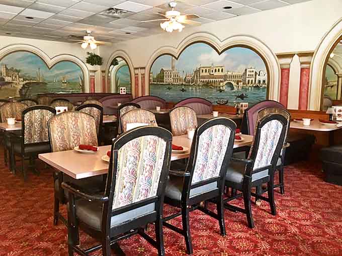 The covered dining area offers rustic charm with dollar bills lining the ceiling &ndash; each representing a visitor who left their mark on this beloved local institution.